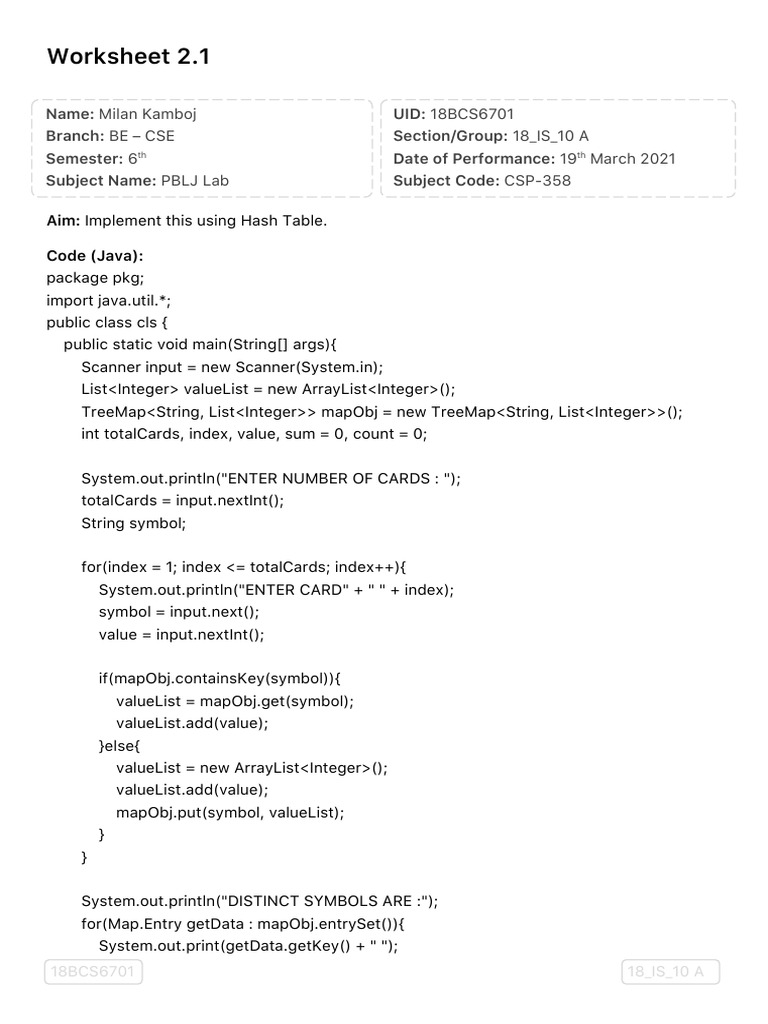 PBLJ Lab Worksheet 2.1 | PDF | Software Engineering | Programming Paradigms