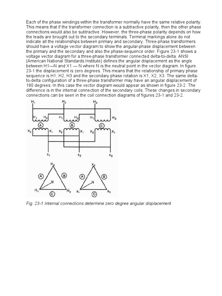 Fig. 23-1 Internal Connections Determine Zero Degree Angular Displacement | PDF | Transformer ...