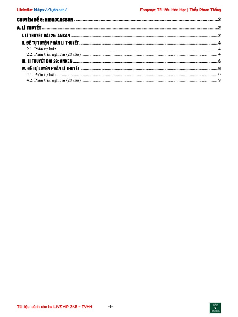 (Vip2k5) Lý Thuyết Trọng Tâm Ankan Anken | PDF