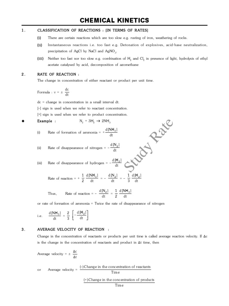 Chemical Kinetics Rates Guide | PDF | Reaction Rate | Chemical Reaction ...