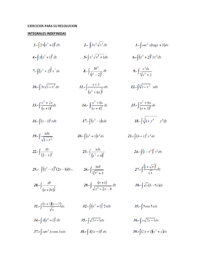 Guia Integrales Ejercicios | PDF