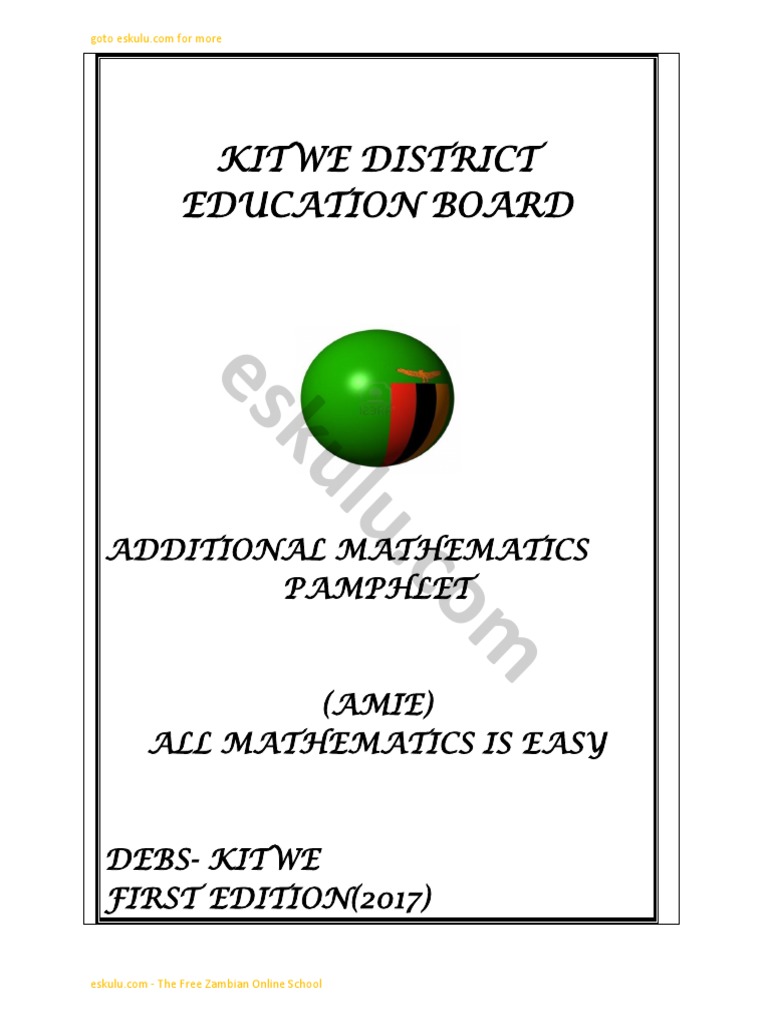 MOE Kitwe District ADDMA Notes Grade 10 To 12 | PDF | Trigonometric ...