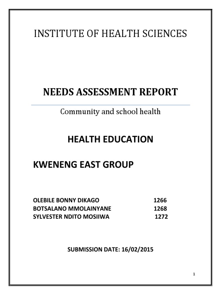 Needs Assessment Report | PDF | Needs Assessment | Data