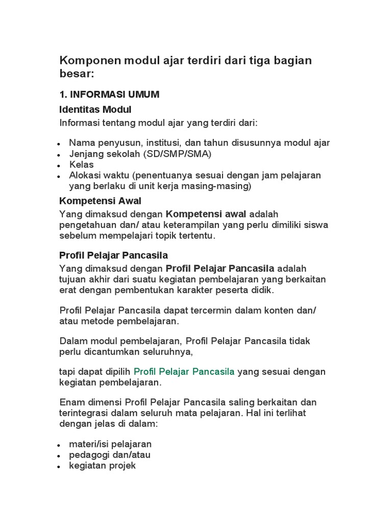 Komponen Modul Ajar | PDF