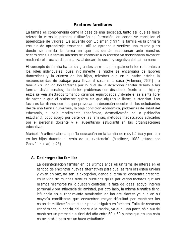 ANALISIS Factores Familiares | PDF | Familia | Aprendizaje