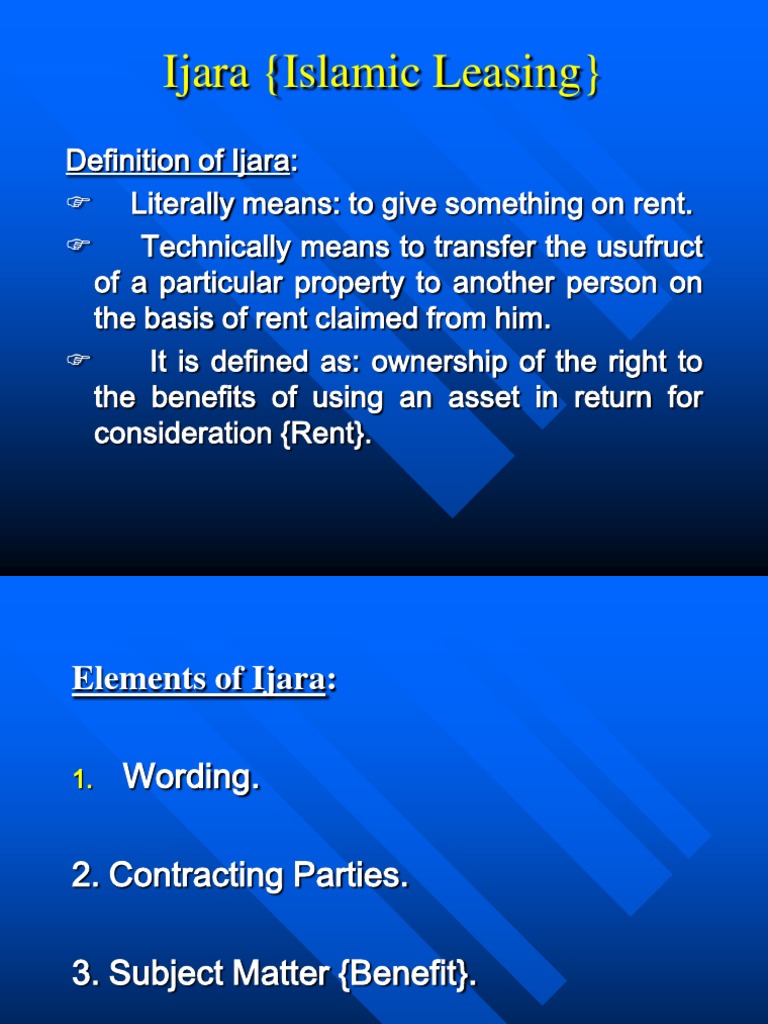 Ijara (Islamic Leasing) | PDF | Islamic Banking And Finance | Lease