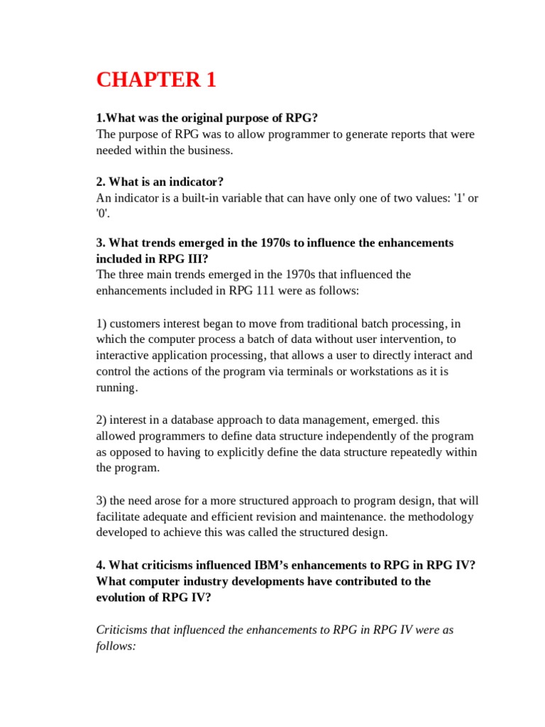 Understanding the Evolution and Fundamentals of RPG Programming | PDF | Programming | Computer ...