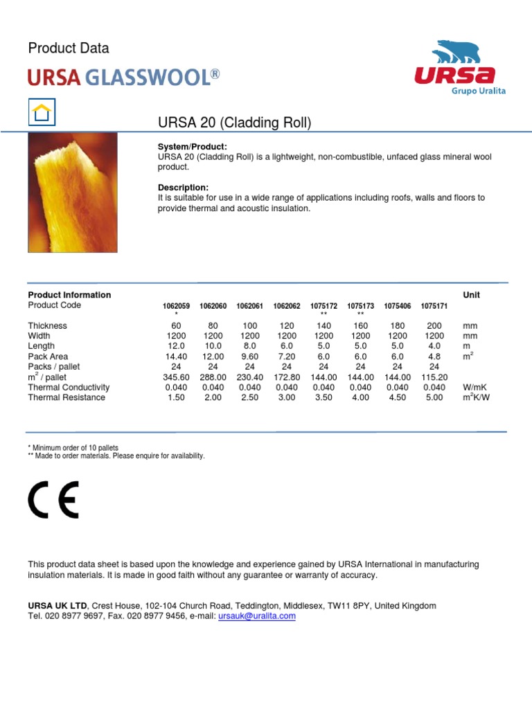 URSA Glasswool - Lana Di Vetro Scheda Tecnica | PDF