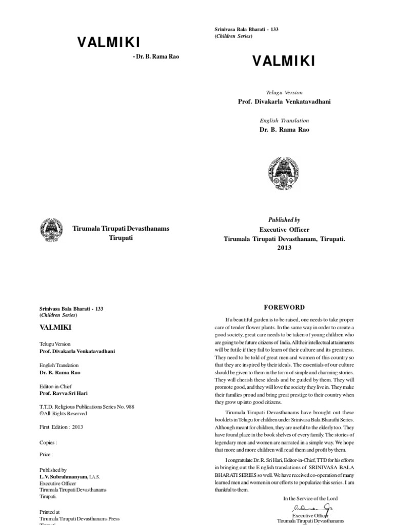 Valmiki Valmiki: - Dr. B. Rama Rao | Download Free PDF | Ramayana | Sita