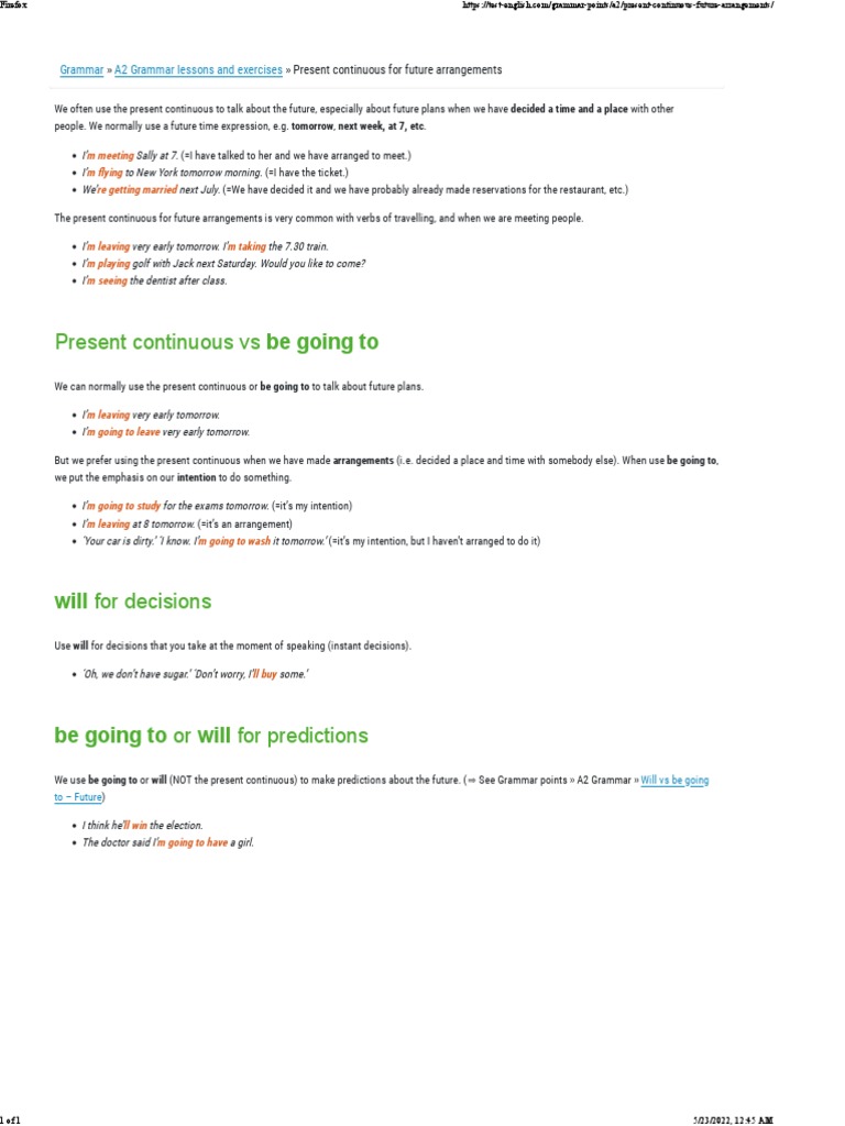 8-Present continuous for future arrangements | PDF | Linguistics ...
