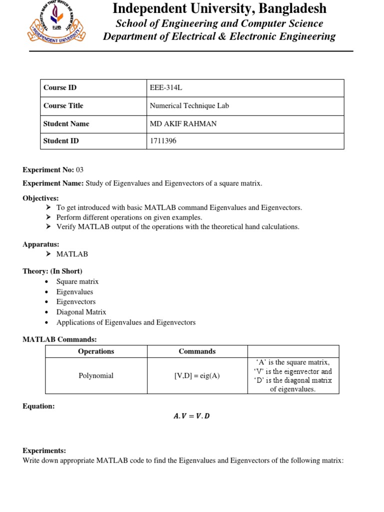 School of Engineering and Computer Science Department of Electrical ...