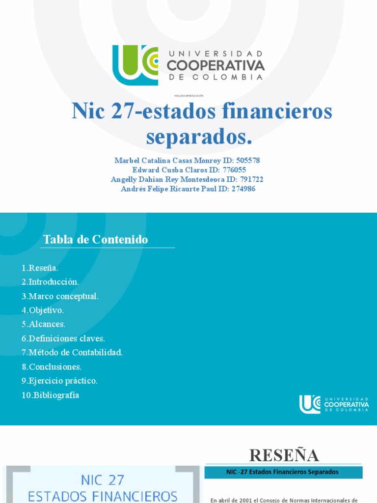 Nic-27 Estados Financieros Separados | PDF | Estado financiero ...
