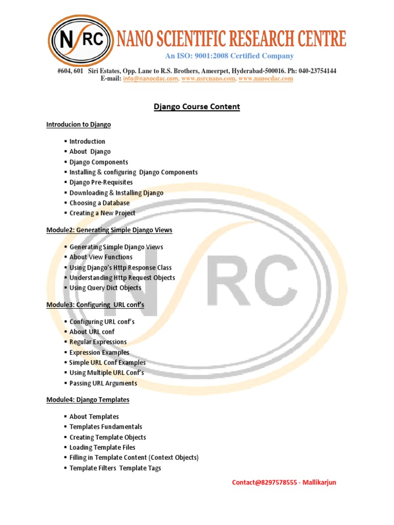 Django Syllabus Pdf Databases Login 