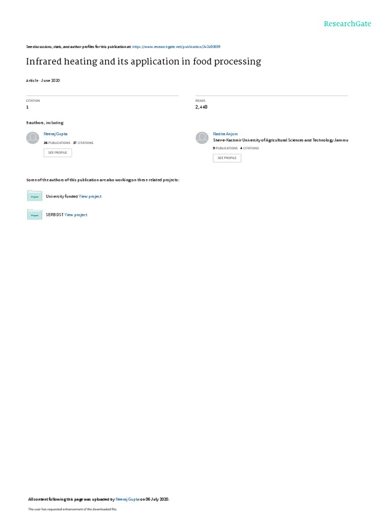 Infrared Heating and Its Application in Food Processing: June 2020 ...