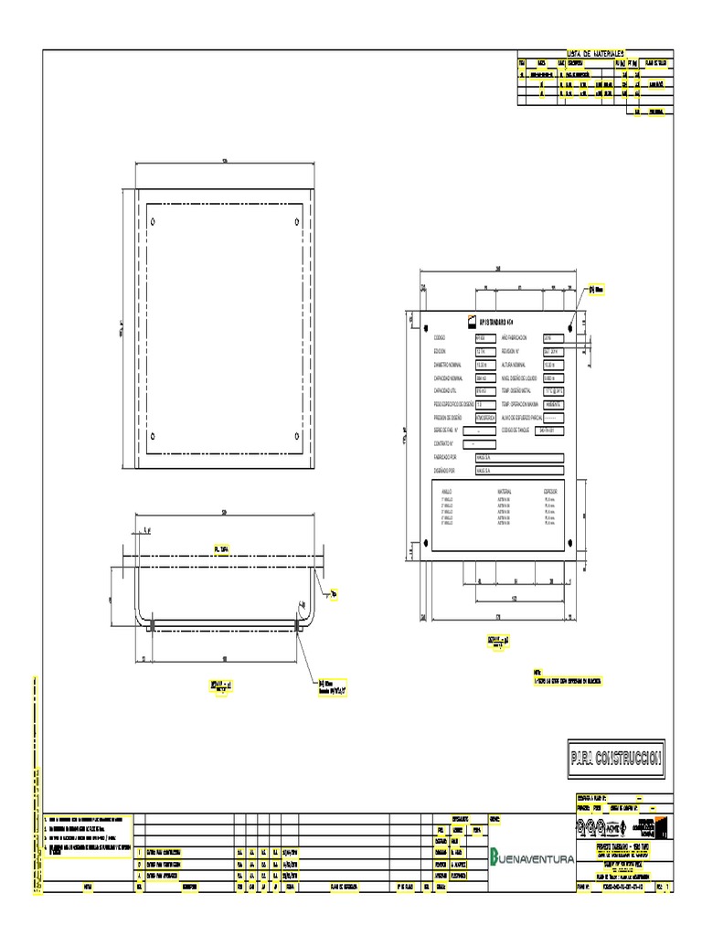 Technical specifications for an atmospheric storage tank built to API ...