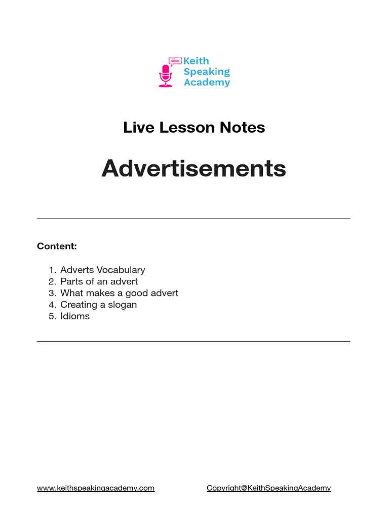 Advertisements - Lesson Notes | PDF | Advertising | Public Sphere