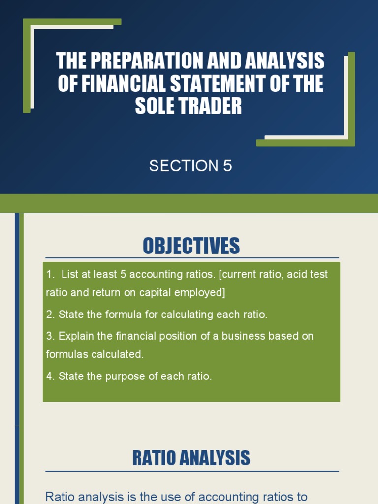 The Preparation and Analysis of Financial Statement of The Sole Trader ...