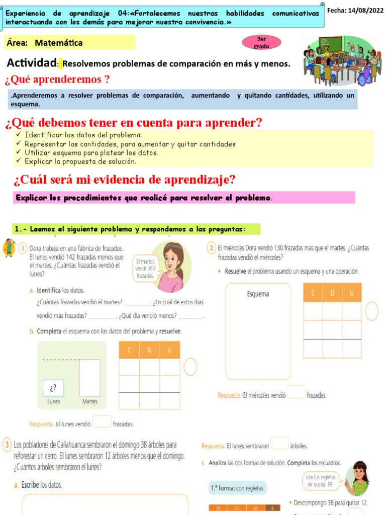 ACT. 12 MATE Resolvemos Problemas de Comparación en Más y Menos | PDF ...