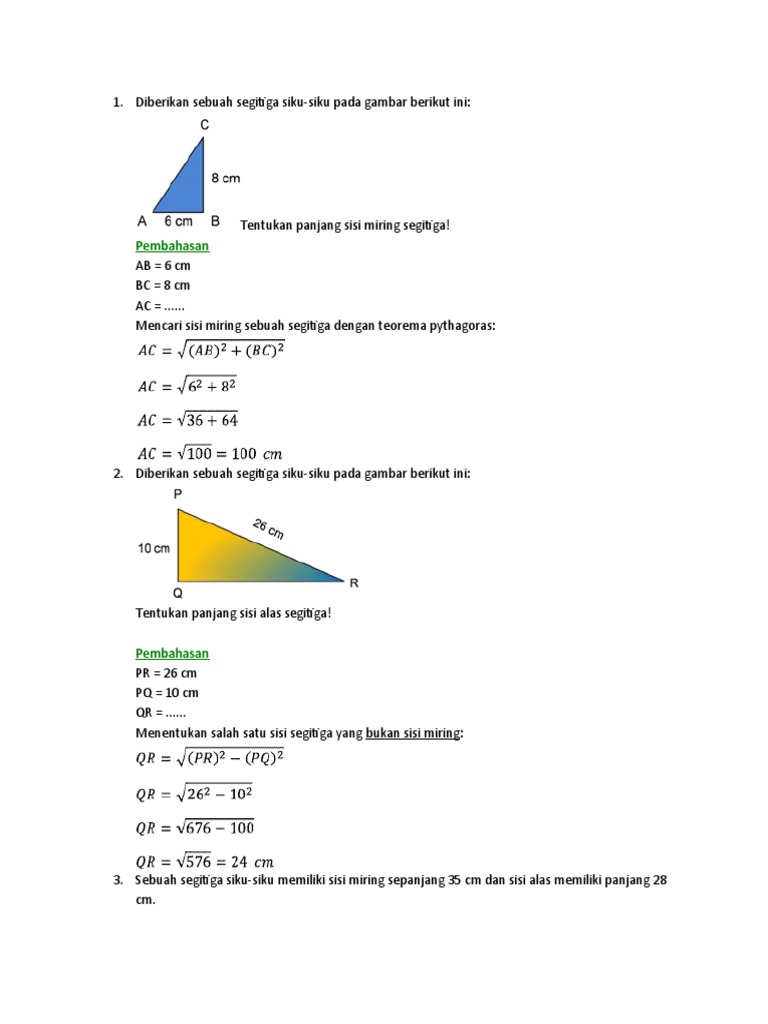 Contoh Soal Phytagoras | PDF