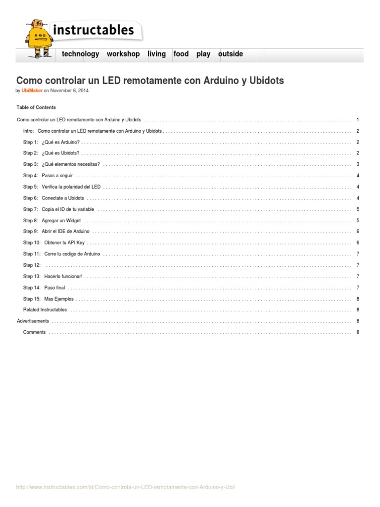 Como Controla Un LED Remotamente Con Arduino y Ubi | PDF | Arduino ...
