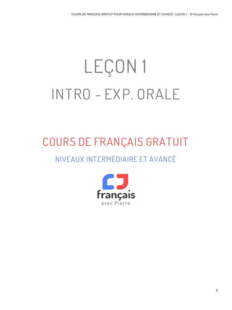 B1 Francais Avec Pierre Lecon1 | PDF | Motivation | Motivant