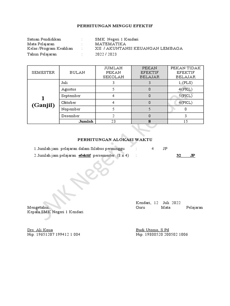 Minggu Efektif Final | PDF