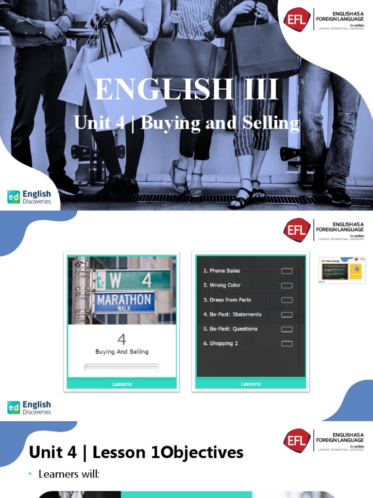English Iii: Unit 4 - Buying and Selling | PDF | Question | Grammar