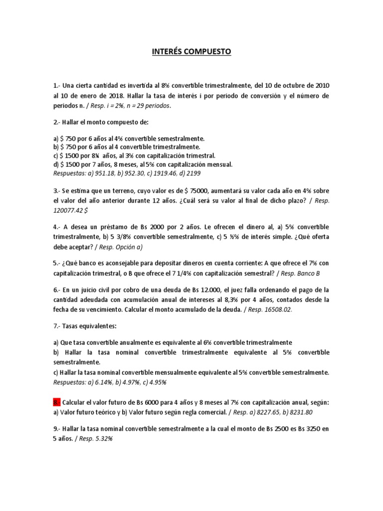 Interés Compuesto | PDF | Interés | Servicios financieros