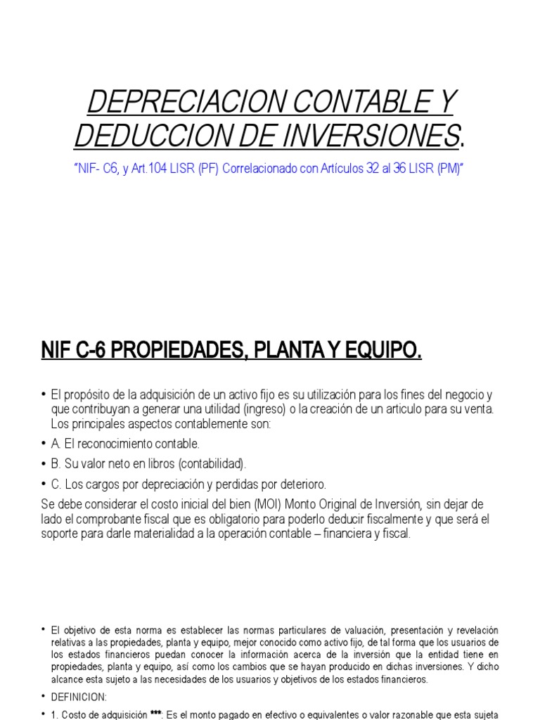 Depreciacion Contable y Fiscal | PDF | Depreciación | Contabilidad