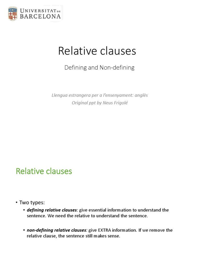 U3 Relative Clauses JITT | PDF | Sentence (Linguistics) | Language Mechanics