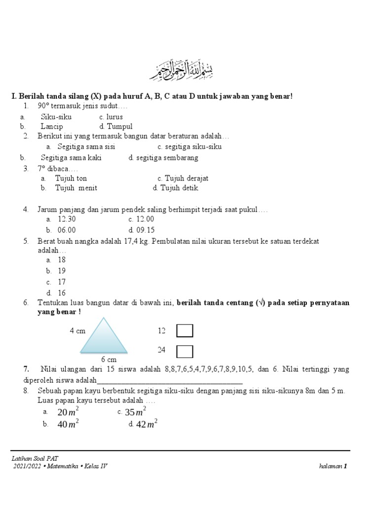 MTK Latihan Soal Pat | PDF | Metode & Bahan Ajar