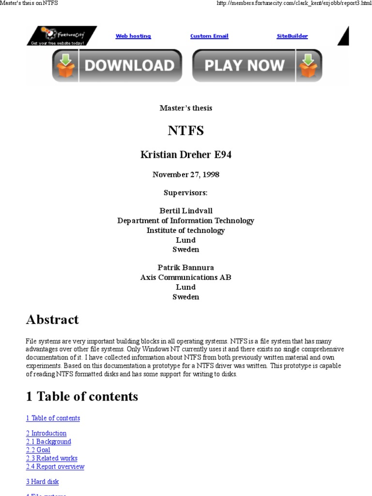 Master's Thesis On NTFS | Download Free PDF | File System | Computer File Master's Thesis On NTFS | Download Free PDF | File System | Computer File