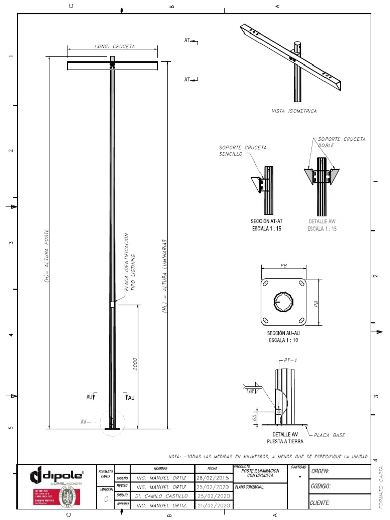 Plano Poste Tipo Cruceta | PDF