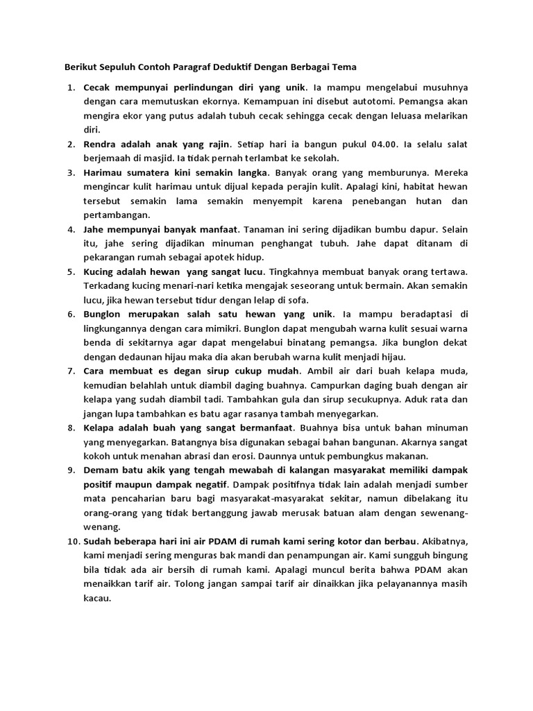 Contoh Paragraf Deduktif Induktif Deduktif-Induktif | PDF
