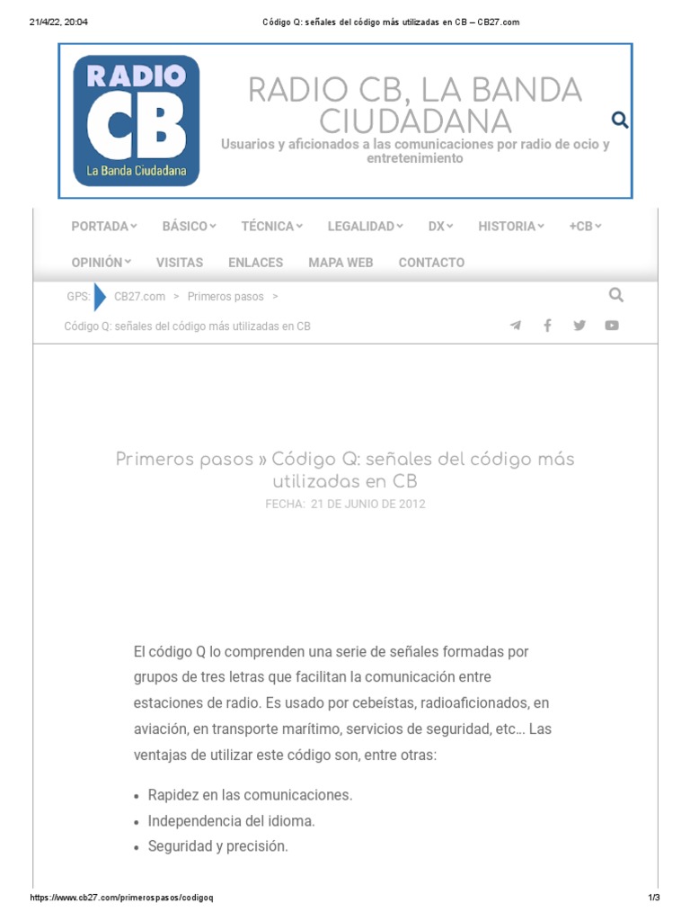 Código Q - Señales Del Código Más Utilizadas en CB | PDF | Radio ...