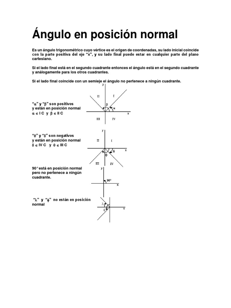 Ángulo en Posición Normal | PDF | Sistema de coordenadas Cartesianas ...