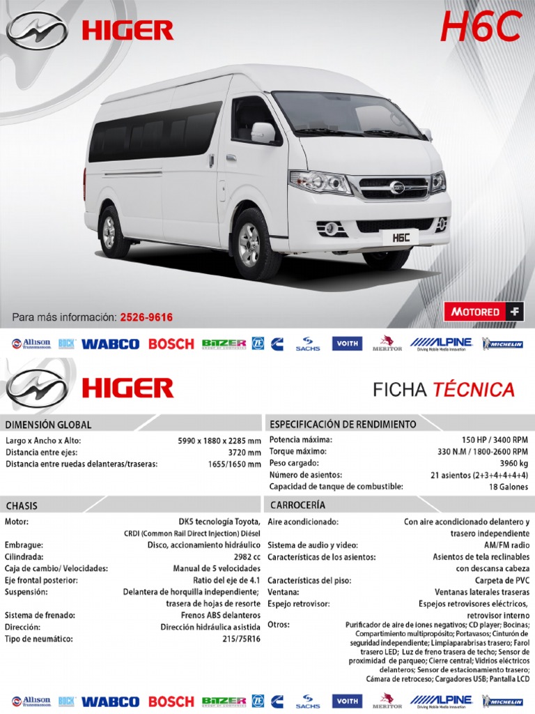 Ficha Tecnica Higer HC6 | PDF