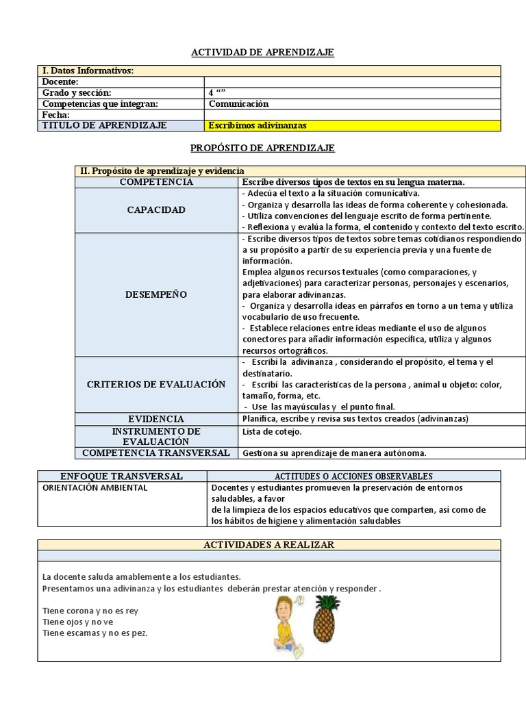 Escribimos Adivinanzas 30 - 05 | PDF | Aprendizaje | Evaluación