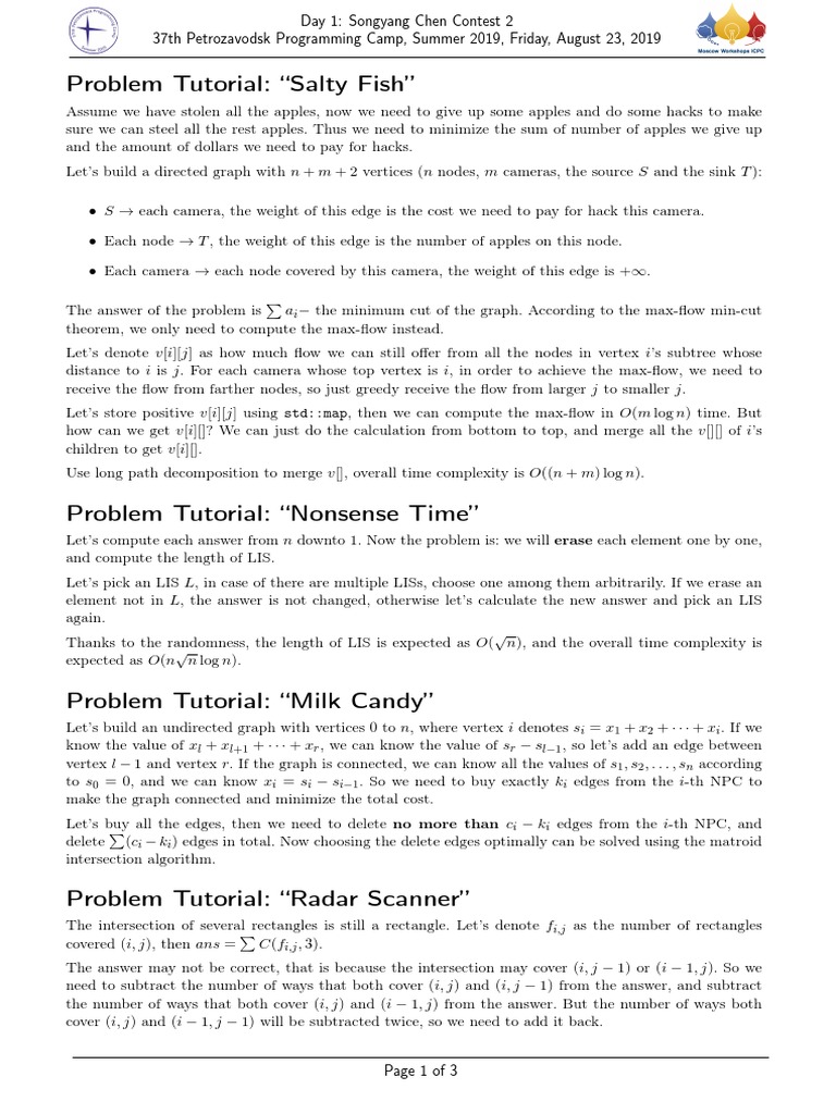 Problem Tutorial: "Salty Fish" | Download Free PDF | Vertex (Graph ...