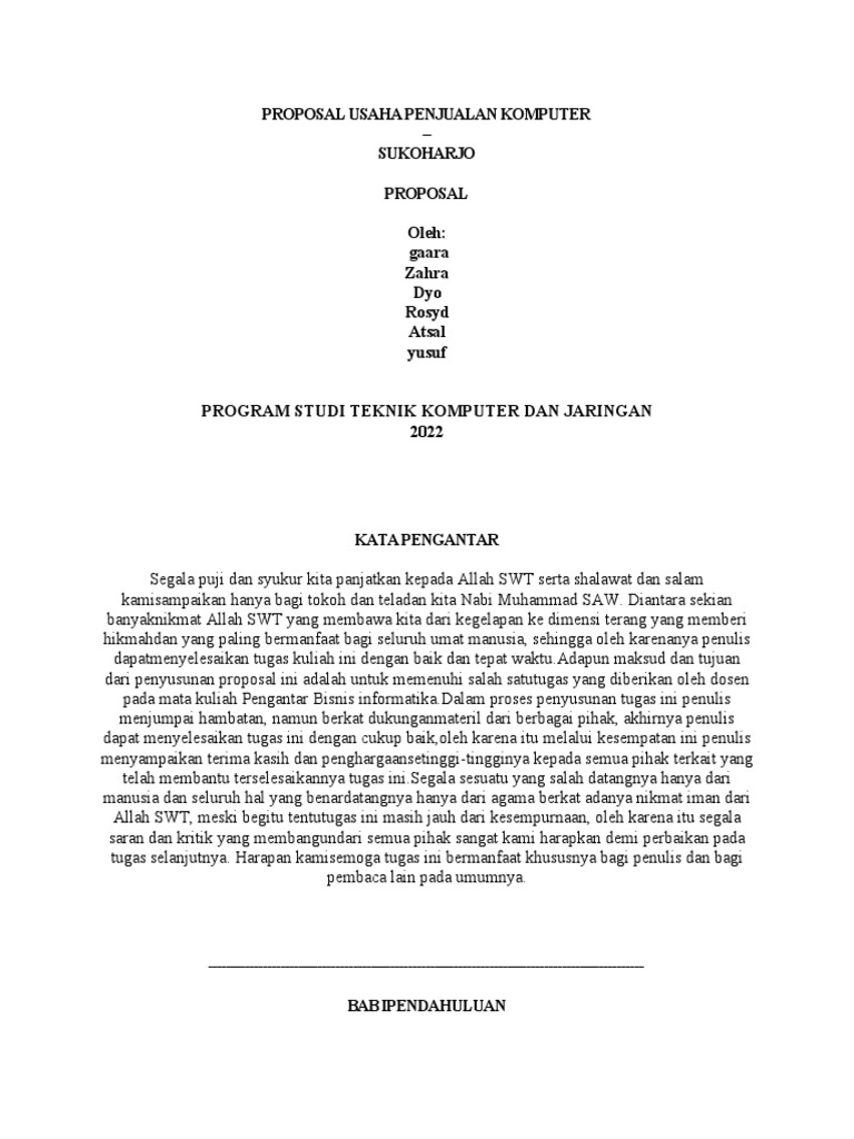 Proposal Usaha Penjualan Komputer X TKJ 2 | PDF | Komputer