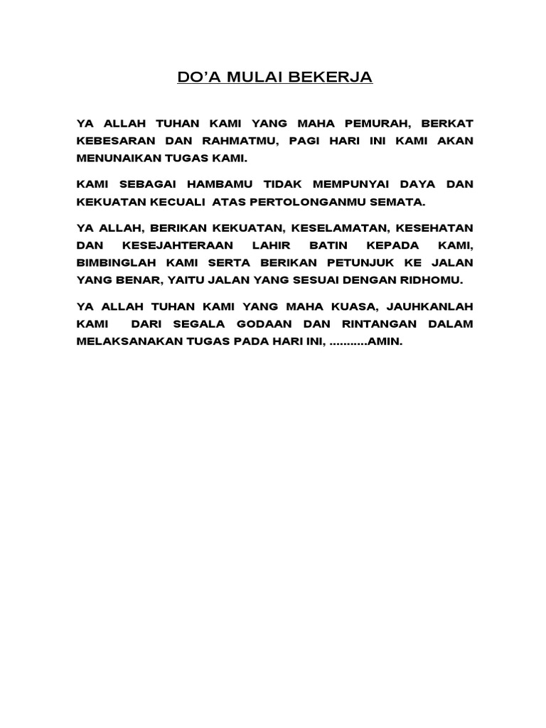 Doa Mulai Kerja | PDF