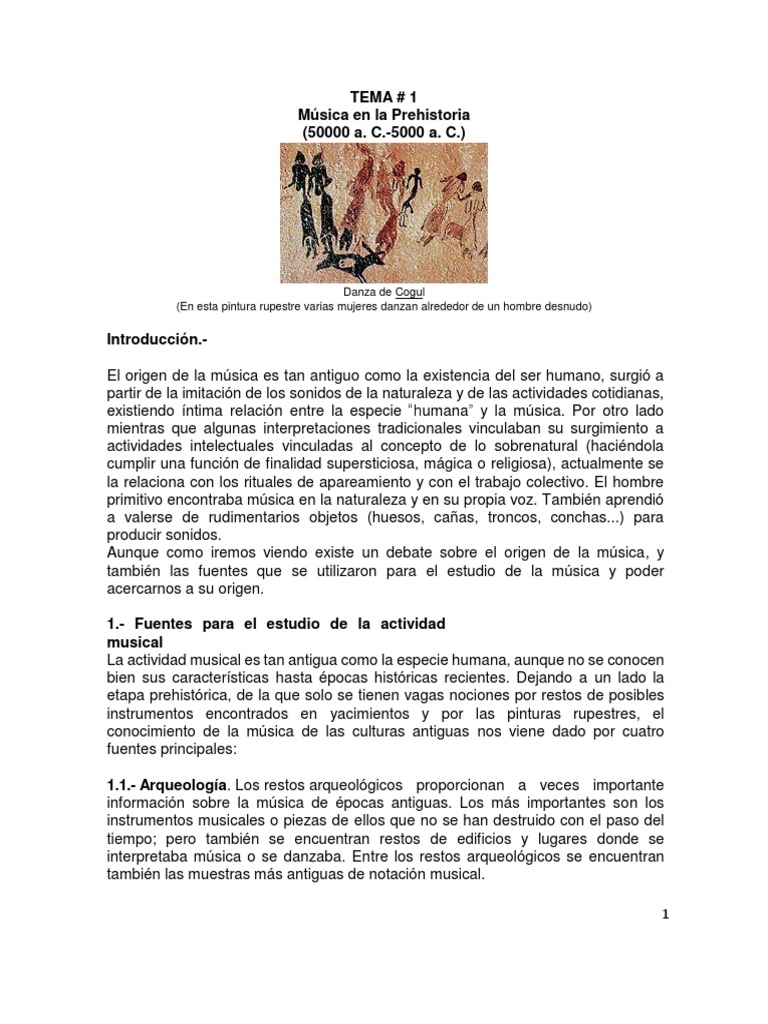 Tema # 1 Mus Ii Musica en La Prehistoria | PDF | Instrumentos musicales