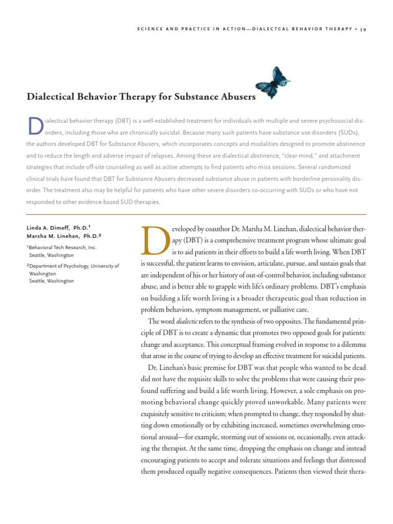 Dialectical Behavior Therapy, L. Dimeff, M. Linehan | PDF | Dialectical ...