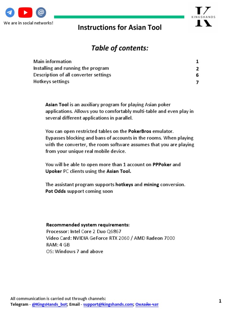 Instructions For Asian Tool: Table of Contents | PDF | Keyboard ...