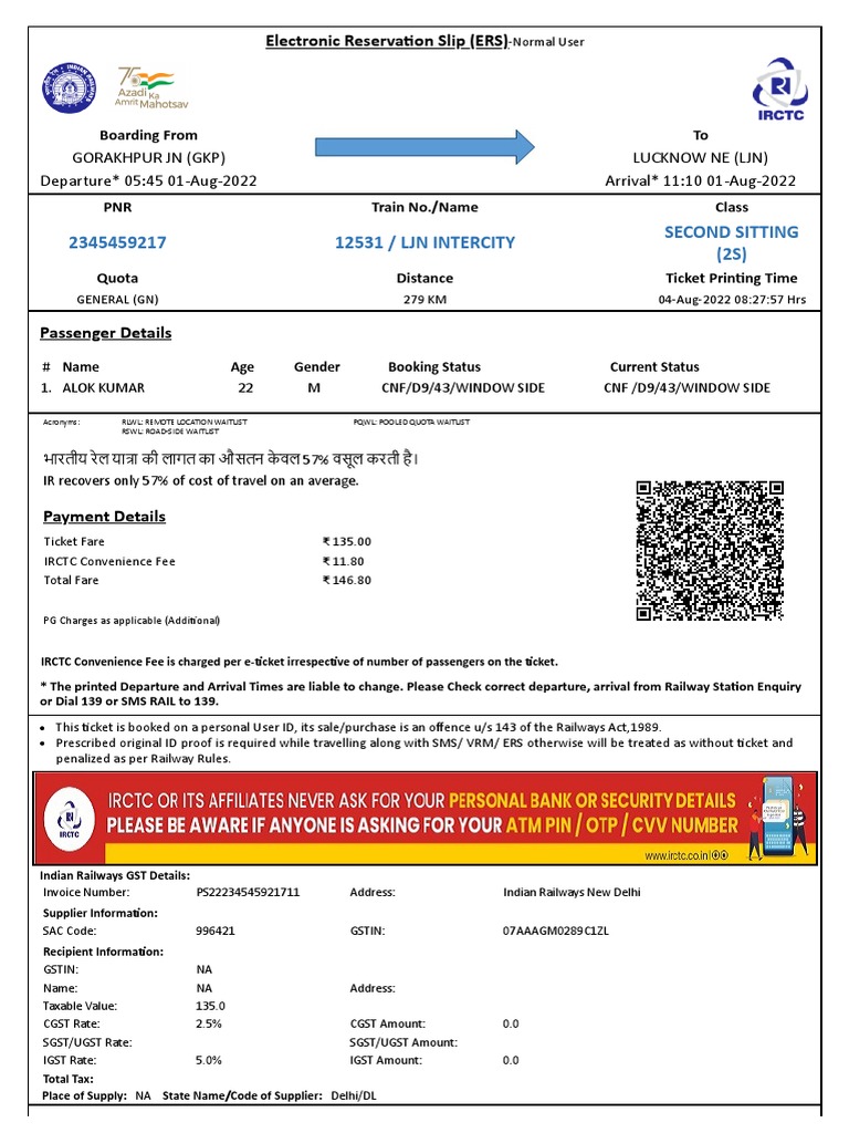 LJN Intercity Second Sitting (2S) | PDF | Identity Document