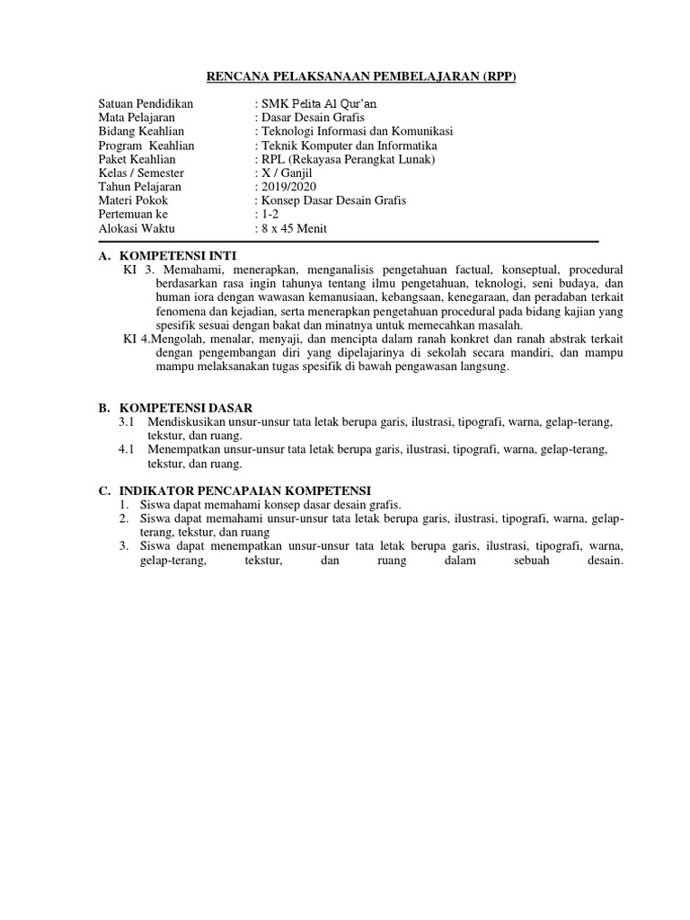 BUKU III RPP Dasar Desain Grafis KD 3.1 | PDF
