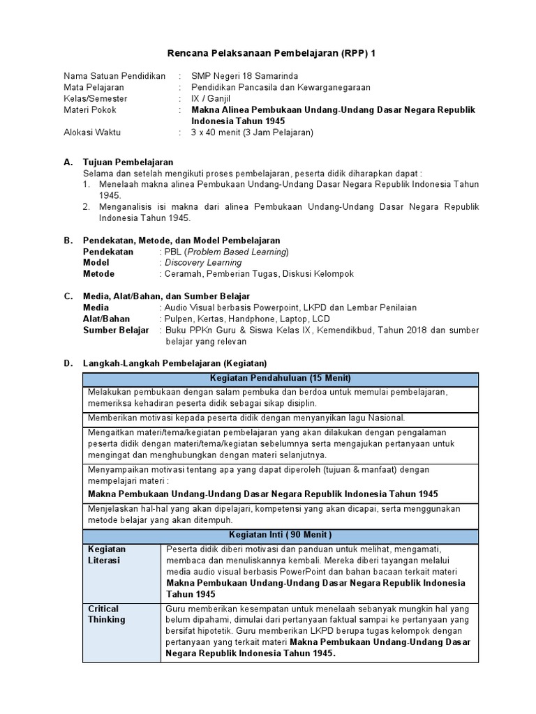 Rubrik Penilaian Pembelajaran | PDF