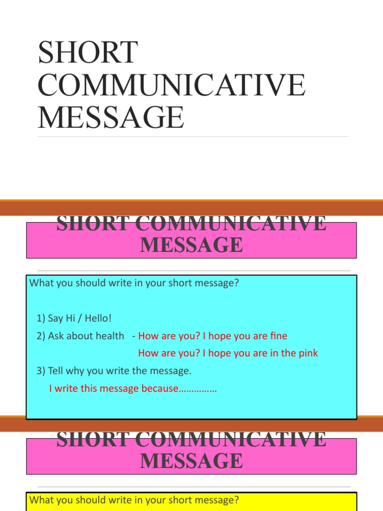 Short Communicative Message | PDF | Career & Growth | Lifestyle