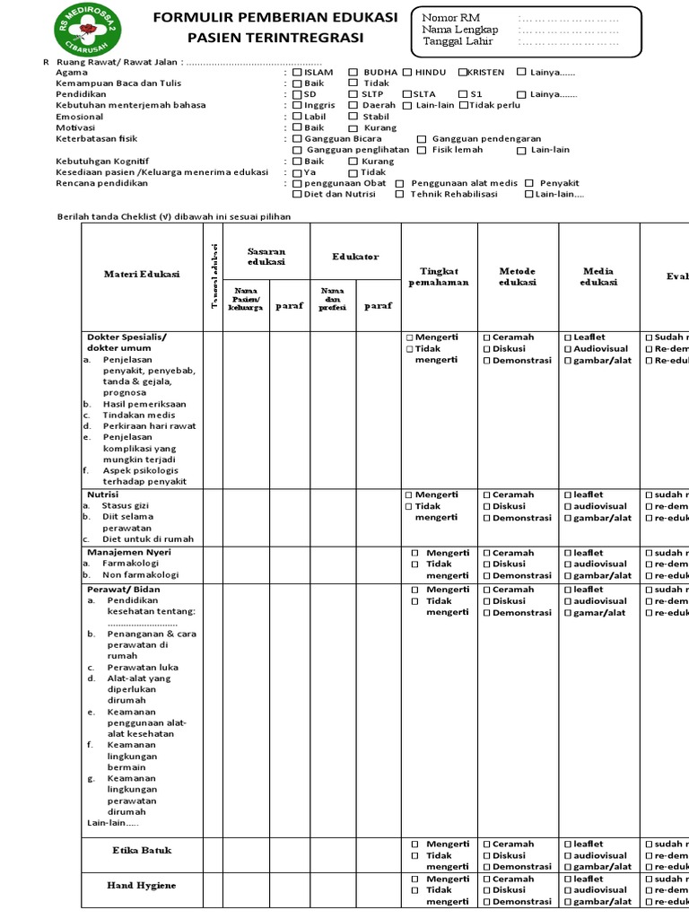 Form Edukasi Terintegrasi Terbaru Sobari | PDF