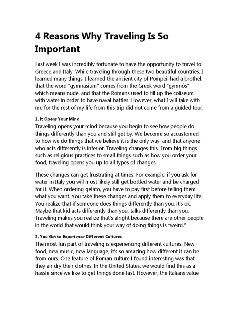4 Reasons Why Traveling Is So Important | PDF